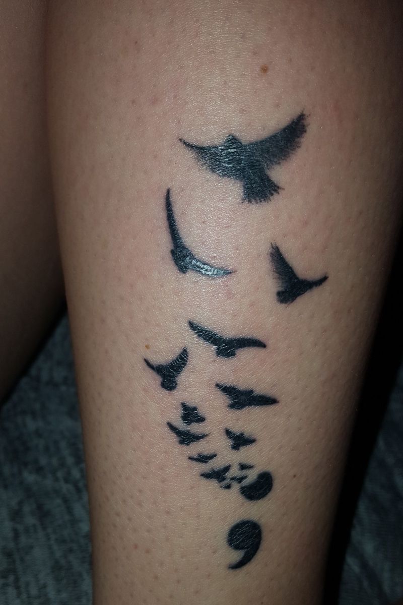 Tattoo uploaded by Kim Bosmans • Semicolon with birds • Tattoodo