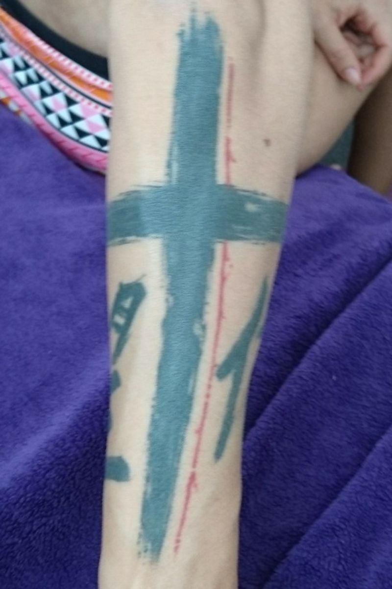 Tattoo uploaded by Soraida Croes • Cross in polka trash style. • Tattoodo