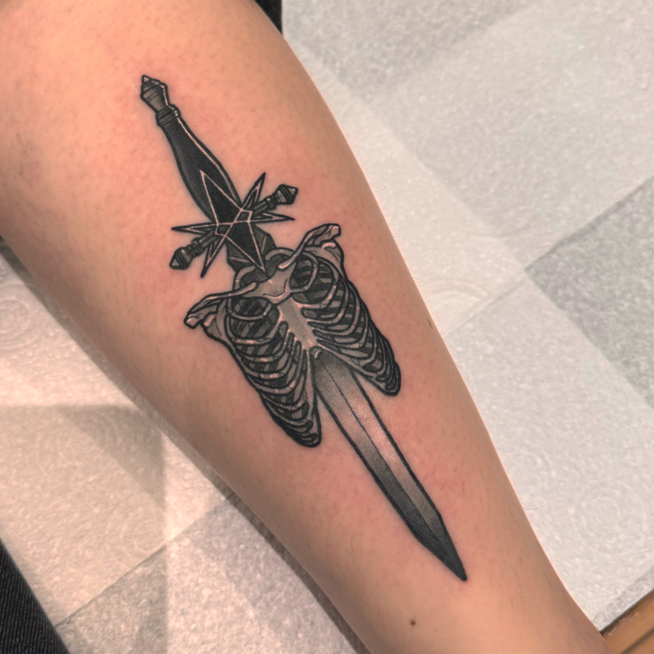 Skeleton Dagger on Ribcage • Tattoodo