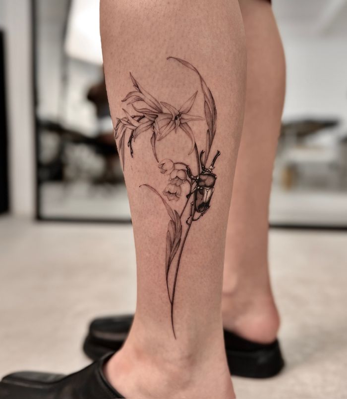 Floral with Beetle • Tattoodo