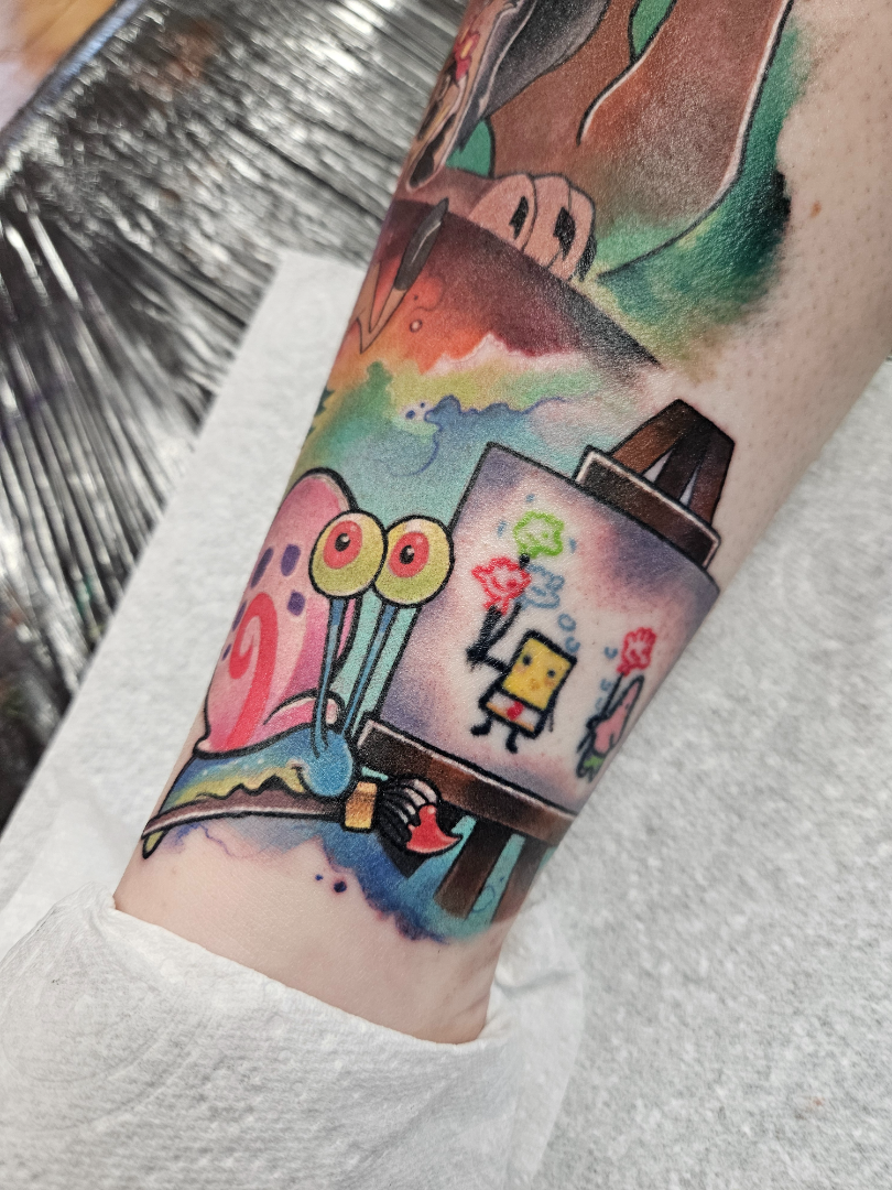 Gary and Snail Watercolor Tattoo • Tattoodo