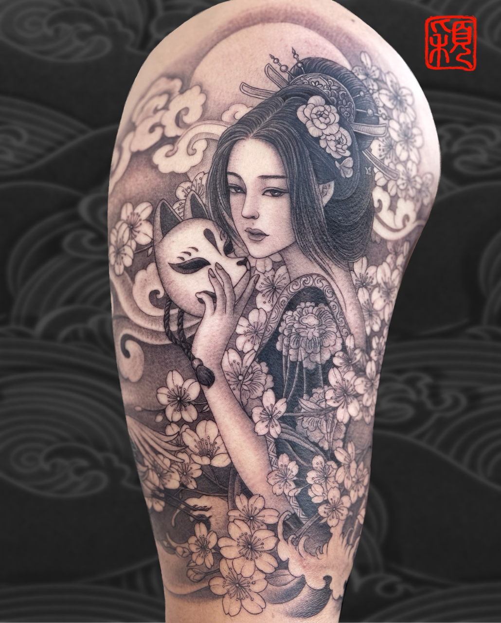 Geisha with Fox Mask • Tattoodo