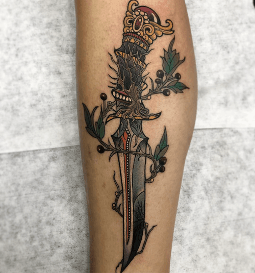 Enchanted Dagger with Crown • Tattoodo