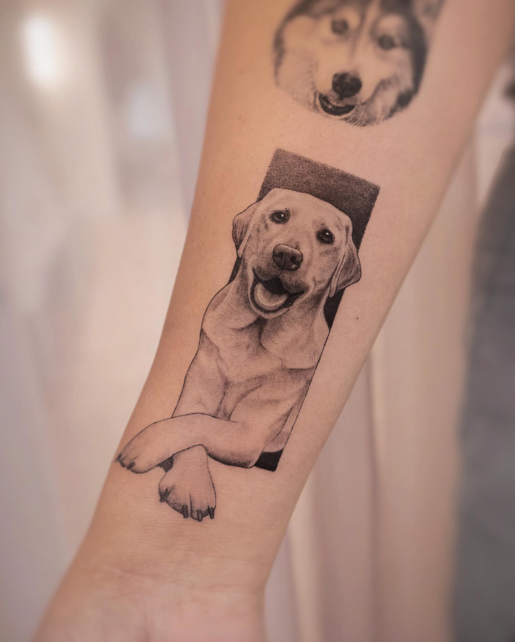 Minimalist labrador tattoo | Orangetattooshop.com