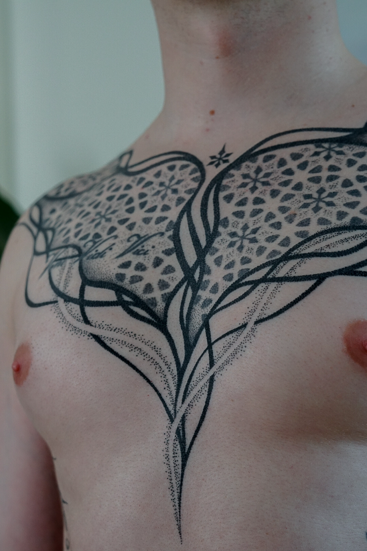 Organic Flow Blackwork Dotwork Tattoo • Tattoodo