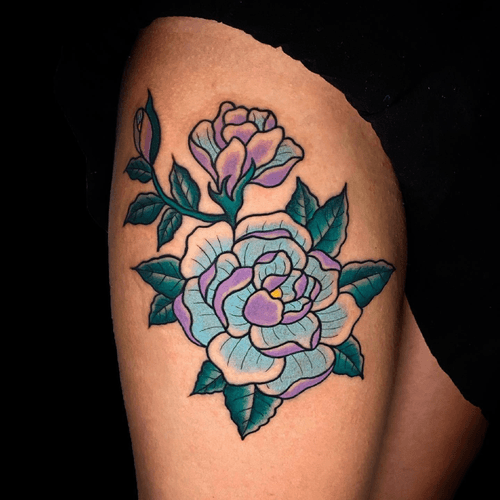 Neo-Traditional Flower Tattoo • Tattoodo