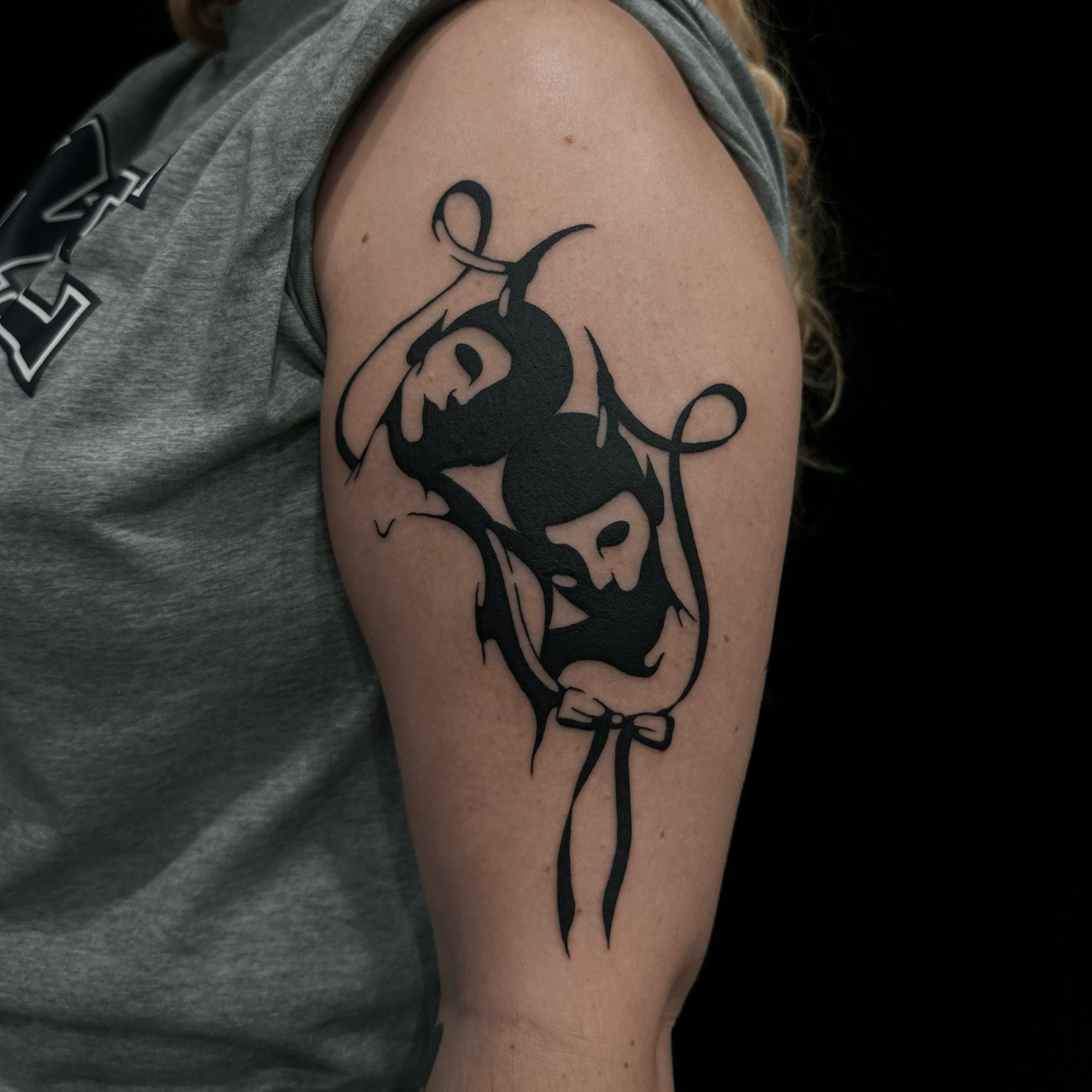 Devil and Smile Now, Cry Later Blackwork Tattoo • Tattoodo