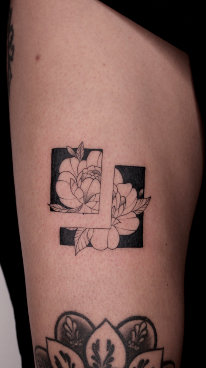Fine Line Floral Panel Tattoo • Tattoodo