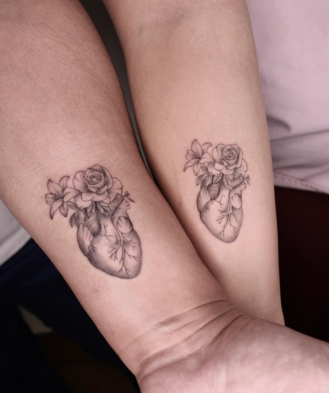 Anatomical Heart Tattoo With Flowers Anatomical Heart Tattoo: Small