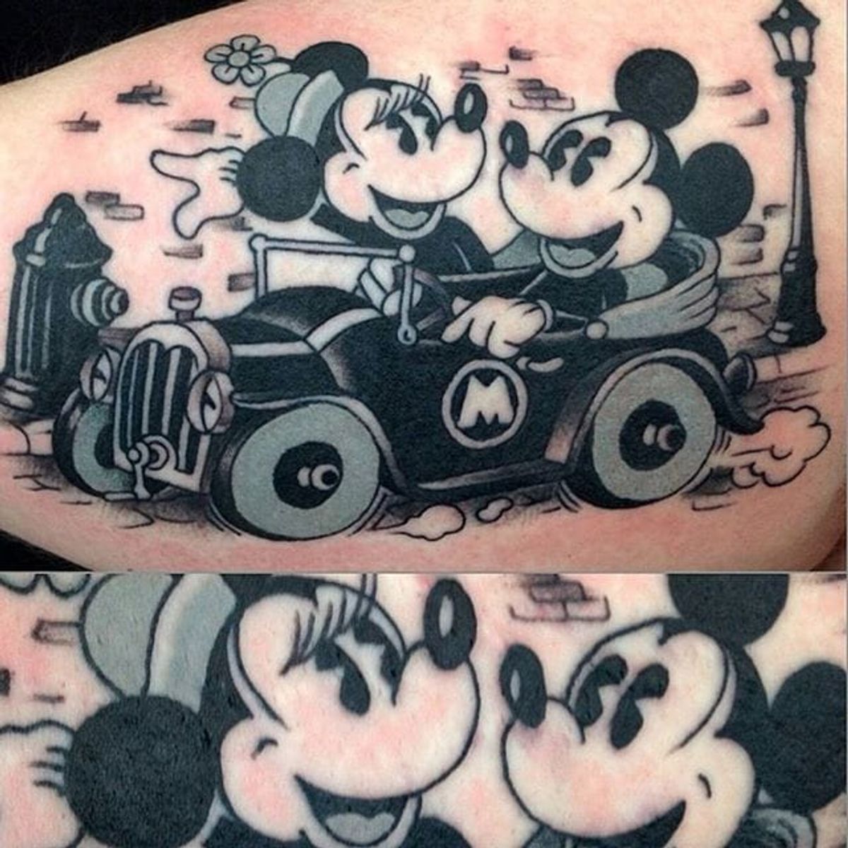Tattoo uploaded by Xavier • Black and grey Mickey Mouse cartoon by Dean ...