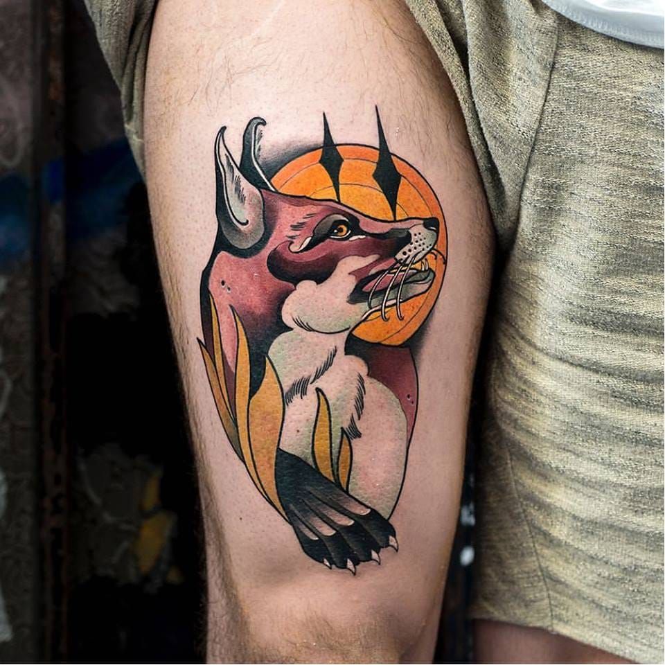 Neo Traditional Fox Tattoo