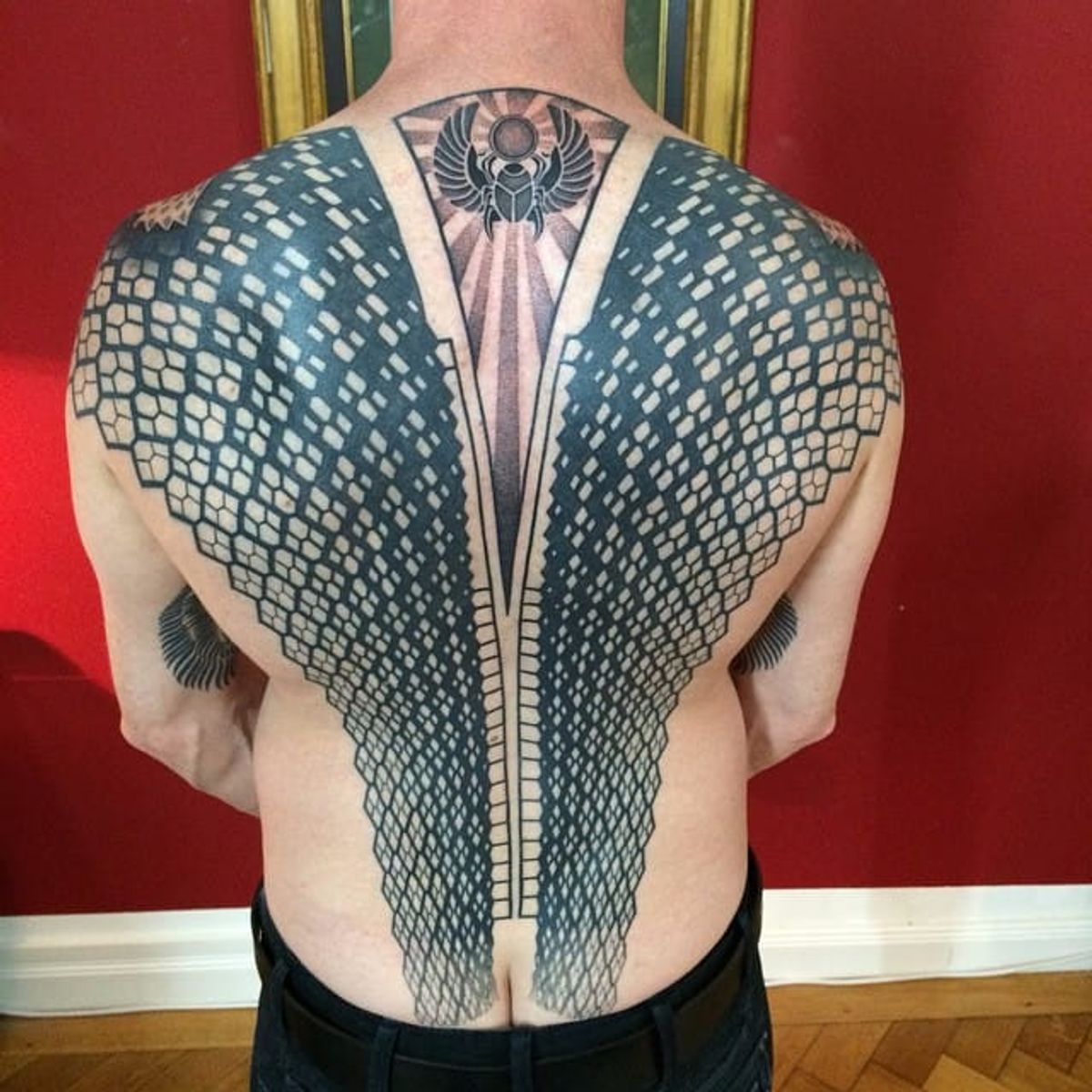 Tattoo uploaded by Tattoodo • Geometric blackwork backpiece by Gerhard ...