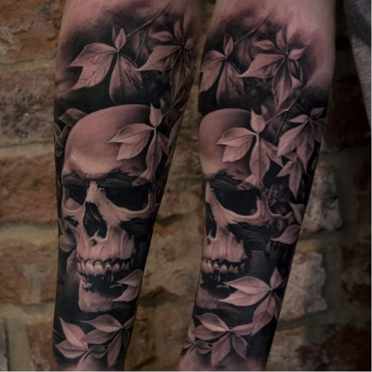 Skull Leaf Tattoos 30+ Awesome Skull Tattoo Designs With Best