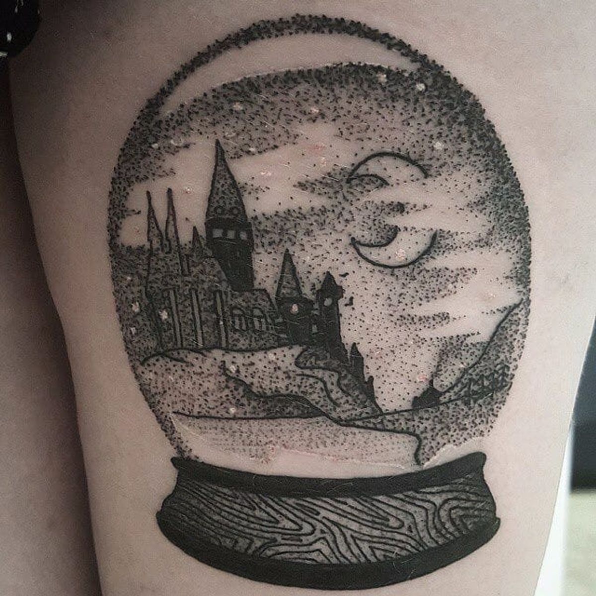 Tattoo uploaded by Xavier • Hogwarts in a snow globe tattoo by Watson ...