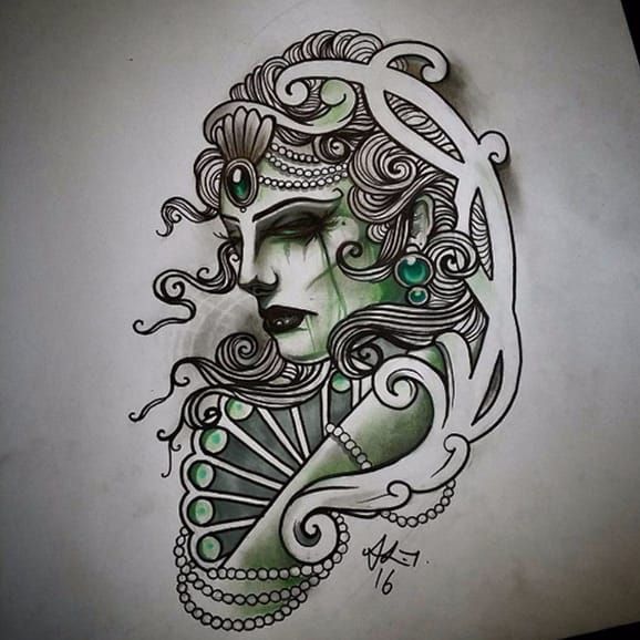 Neo Traditional Gypsy Tattoo Design