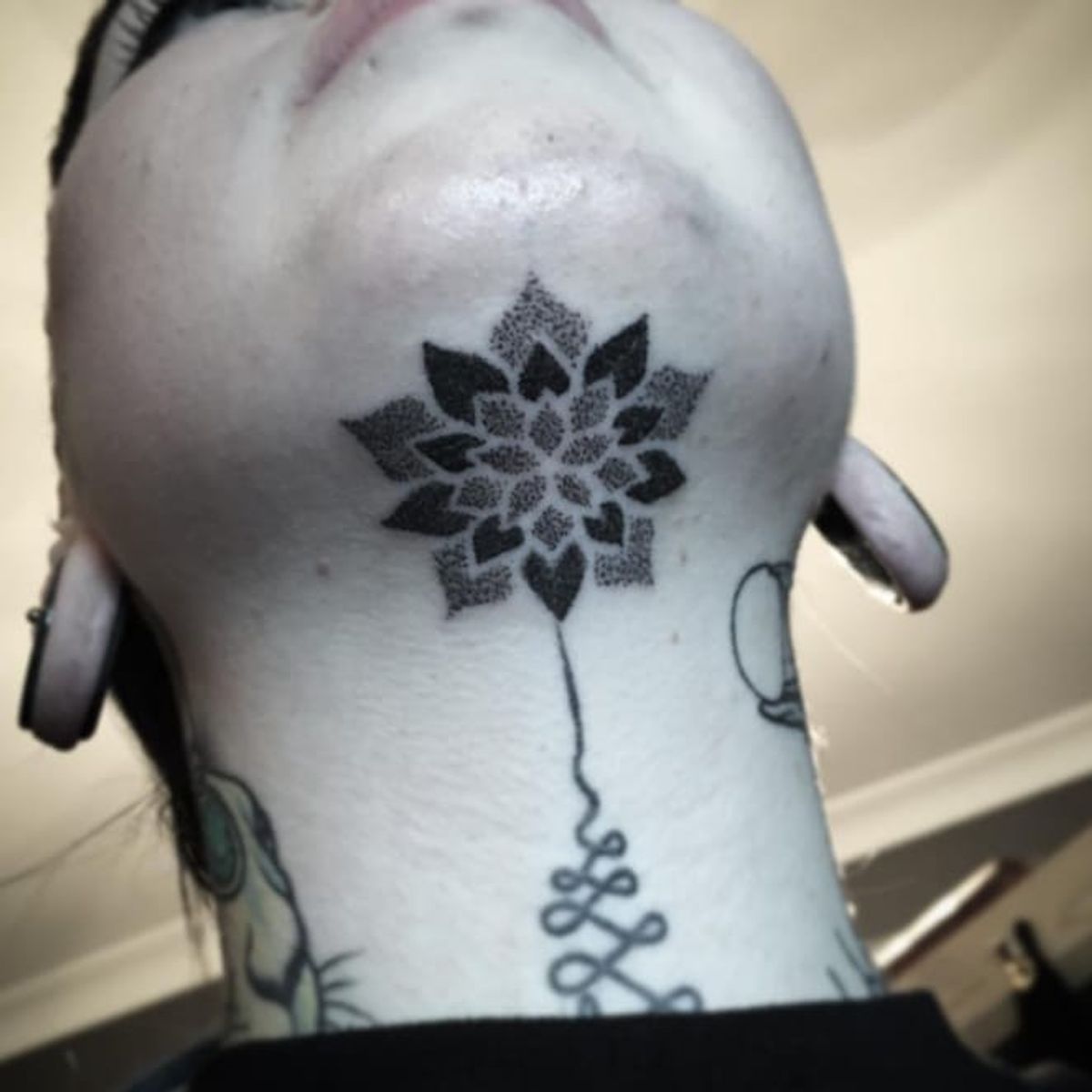 Tattoo uploaded by Rebecca • Handpoked dotwork chin mandala by Lydia ...
