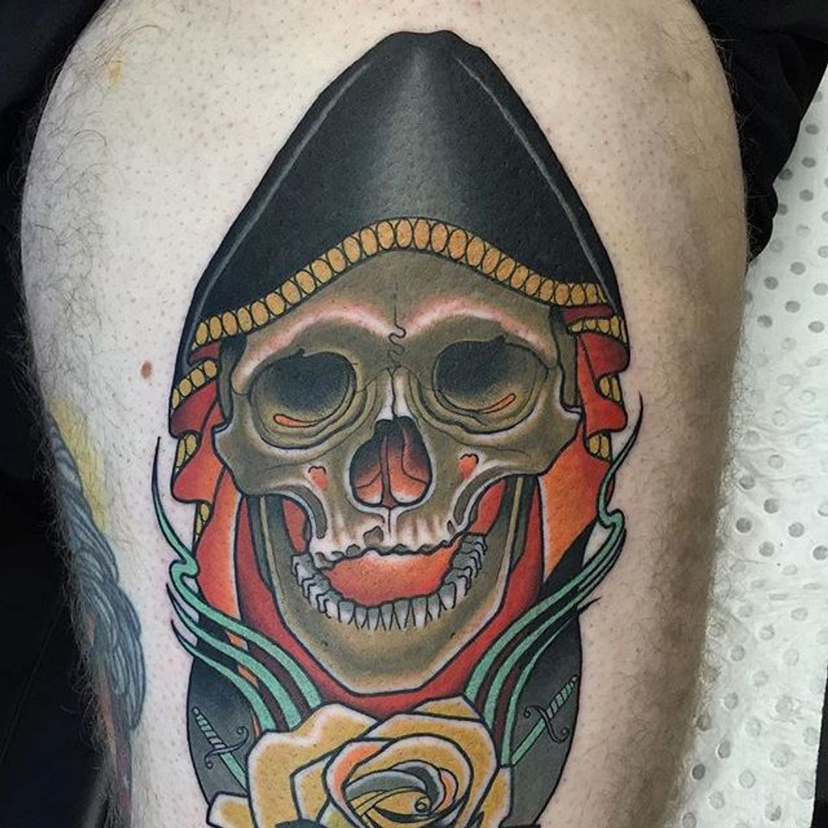 Tattoo uploaded by Robert Davies • Neo Traditional Skull Tattoo by Drew ...