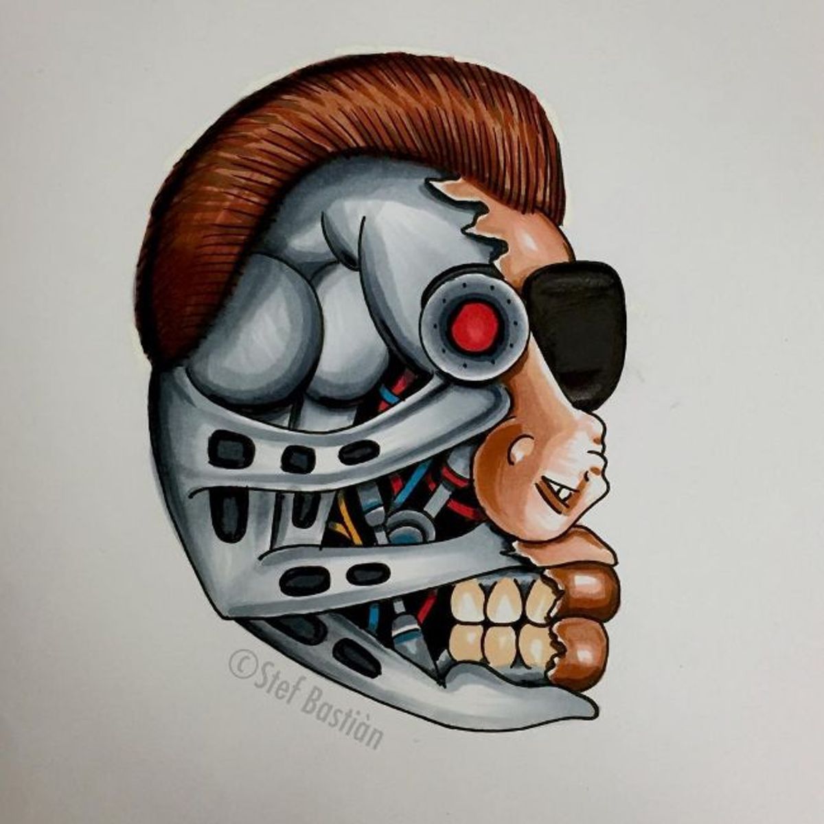 Tattoo uploaded by Rebecca • Surreal Terminator tattoo skull head ...
