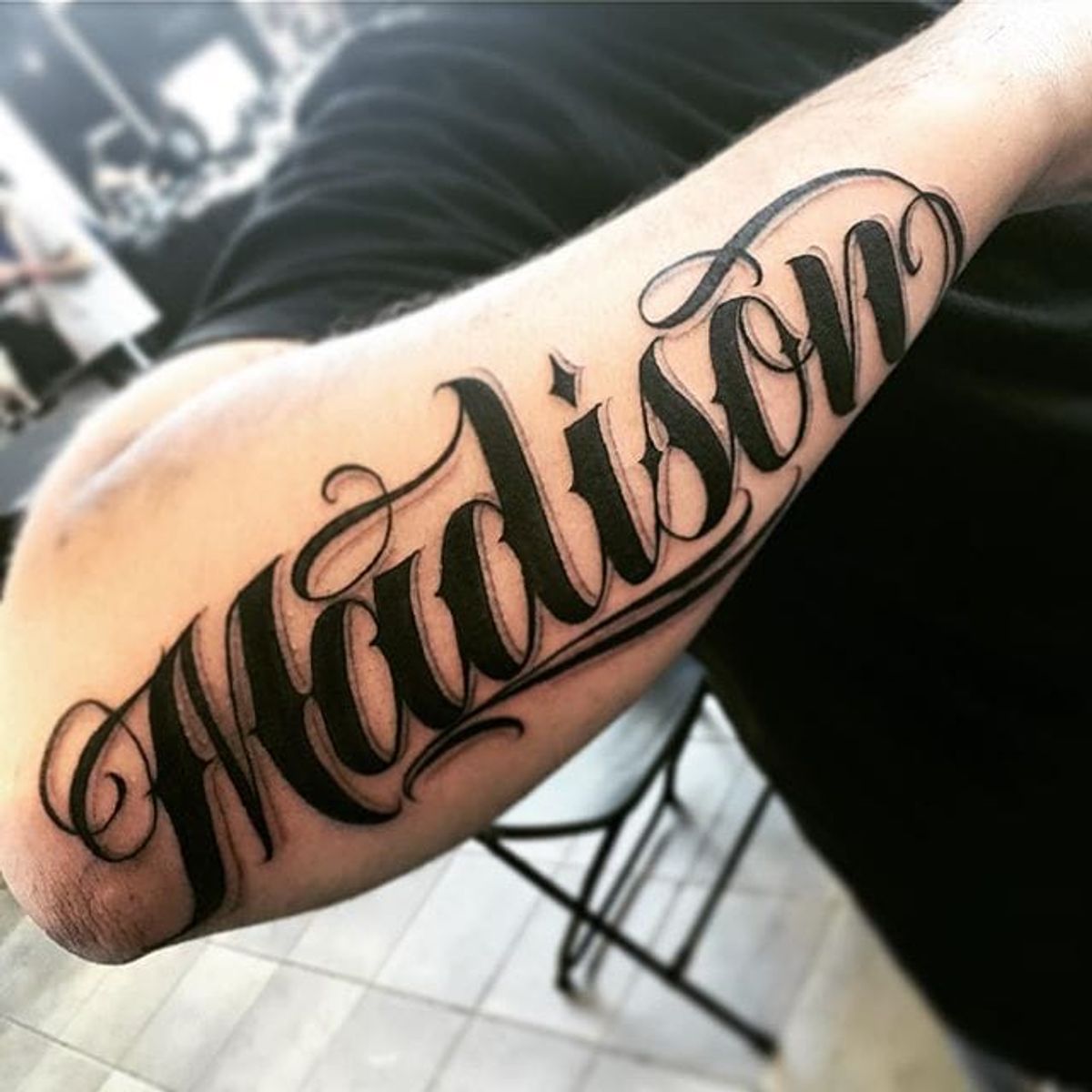 Tattoo uploaded by Robert Davies • Madison Tattoo by Saul Lira #script ...