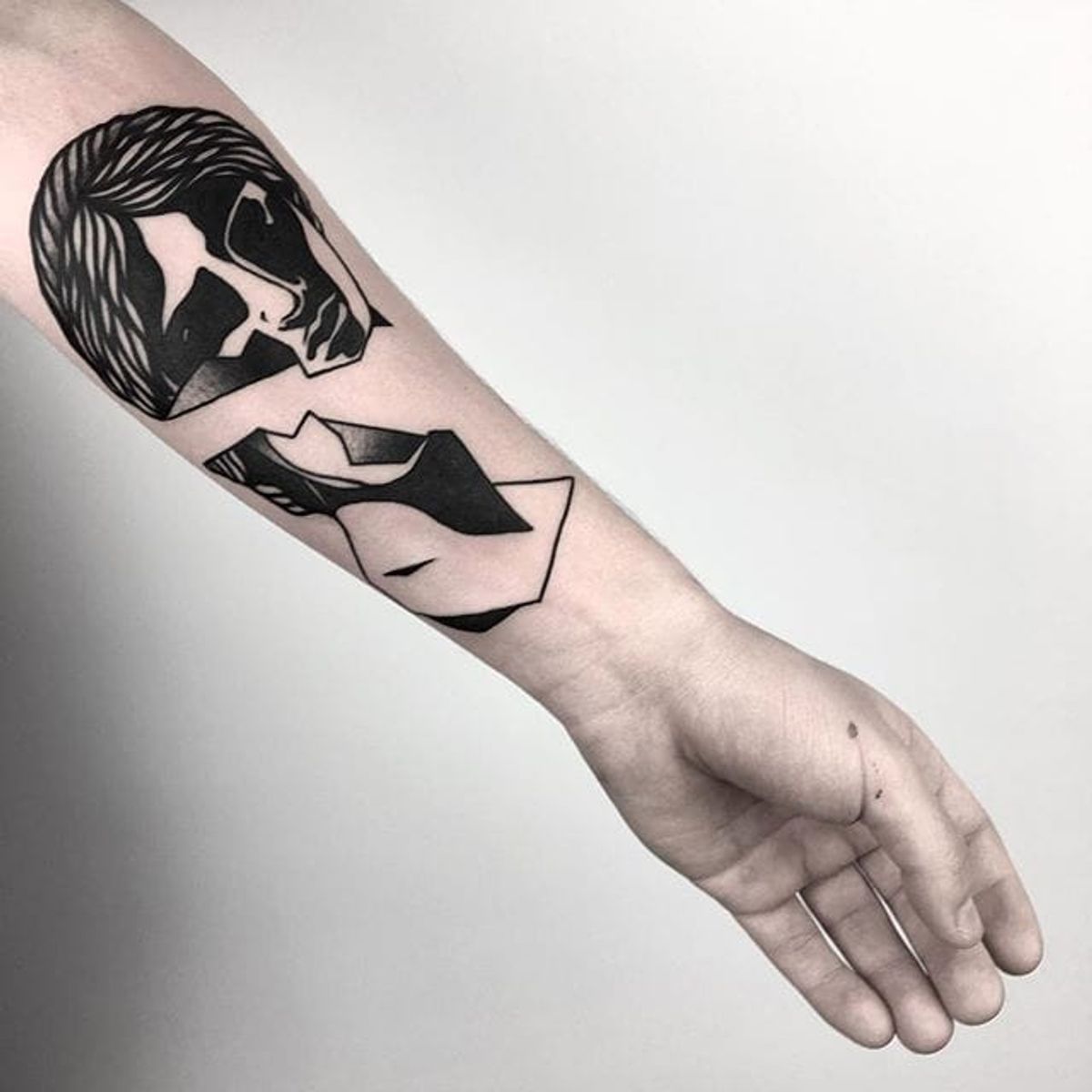 Tattoo uploaded by Xavier • Blackwork shattered statue tattoo by Louis ...