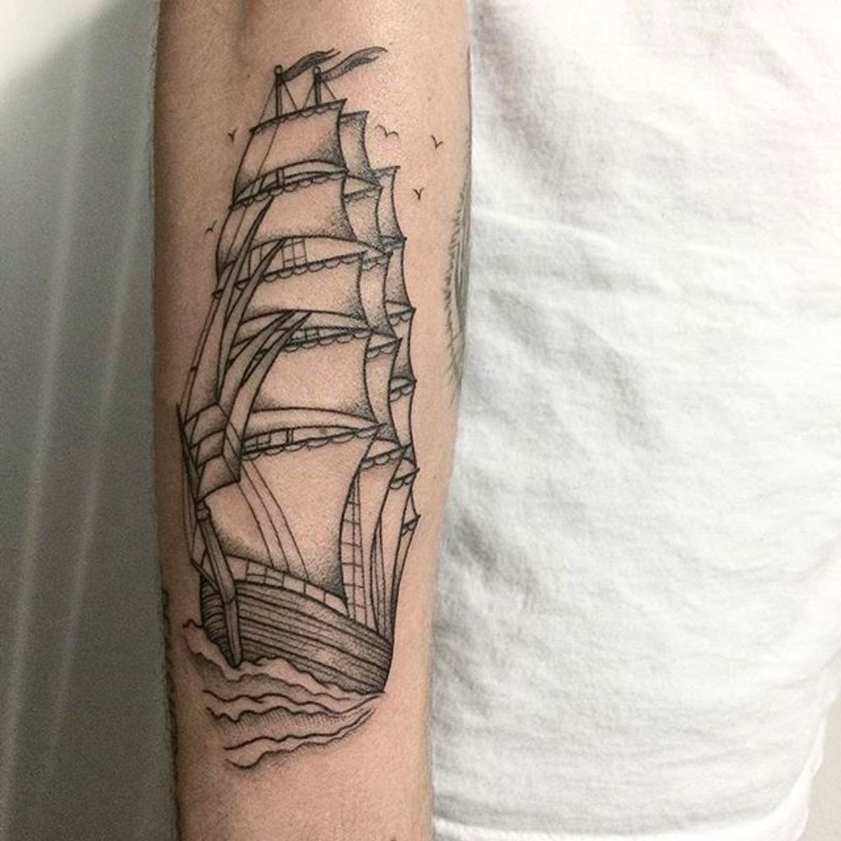 Tattoo uploaded by rcallejatattoo • Clean and simple galleon tattoo by ...