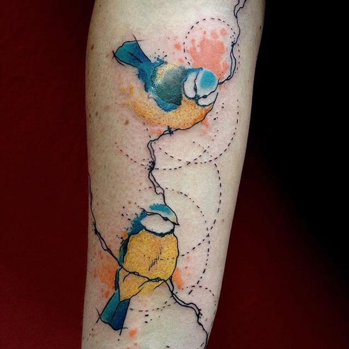 Tattoo uploaded by Stacie Mayer • Abstract color splash blue tit tattoo ...