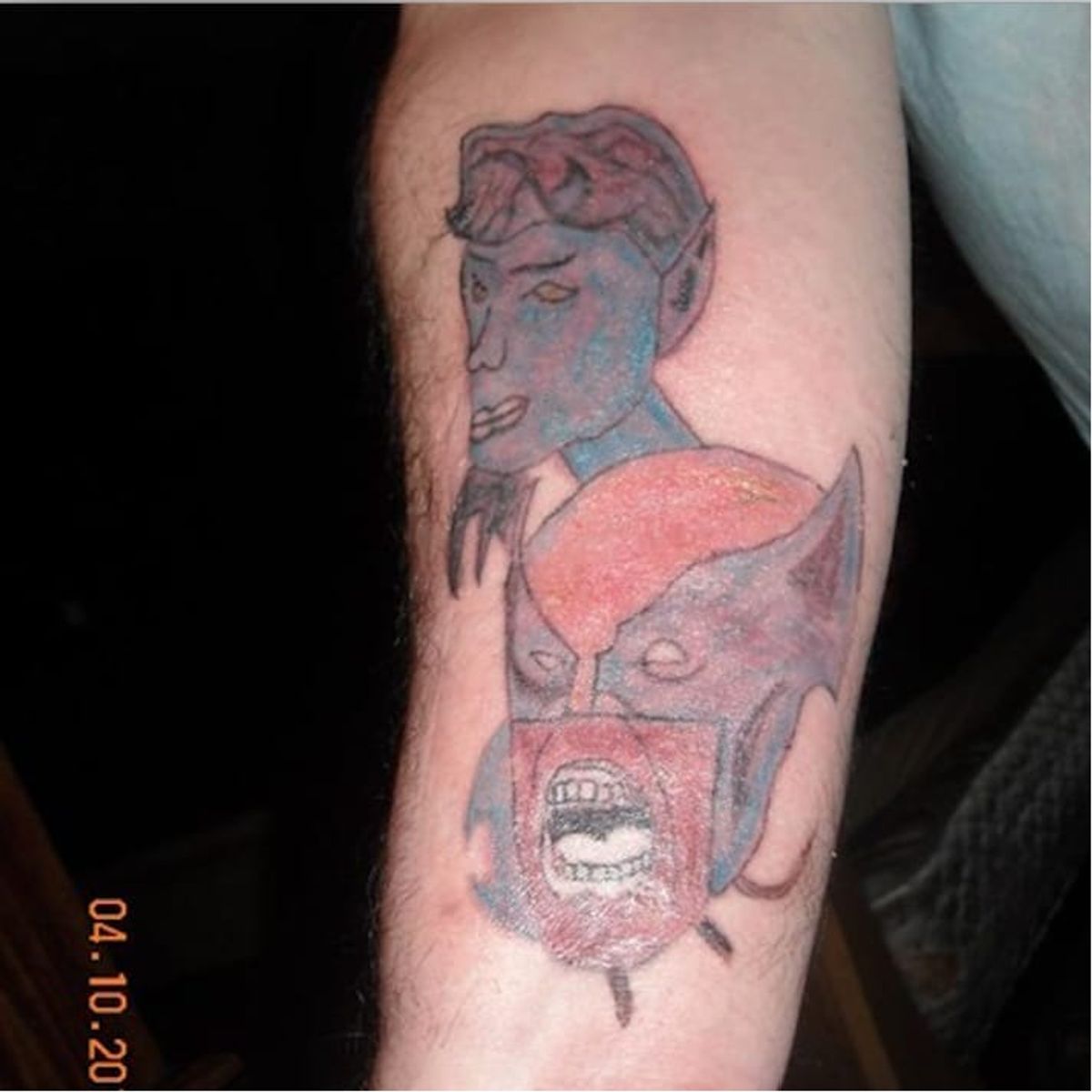 Tattoo uploaded by Xavier • Wolverine and Nightcrawler tattoo fail, artist unknown. #wtf # ...