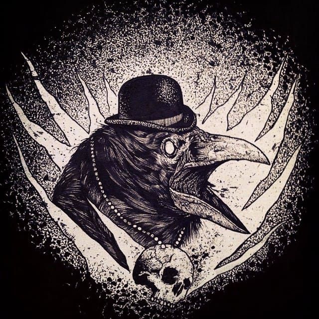 Gothic Crow Drawings