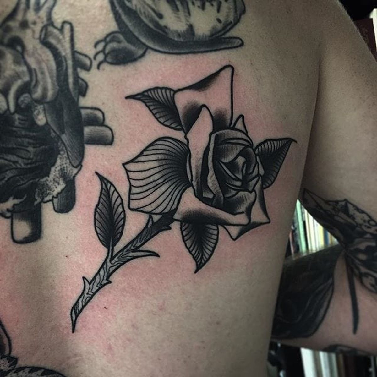 Tattoo uploaded by Stacie Mayer • Blackwork traditional rose by Bugsy ...