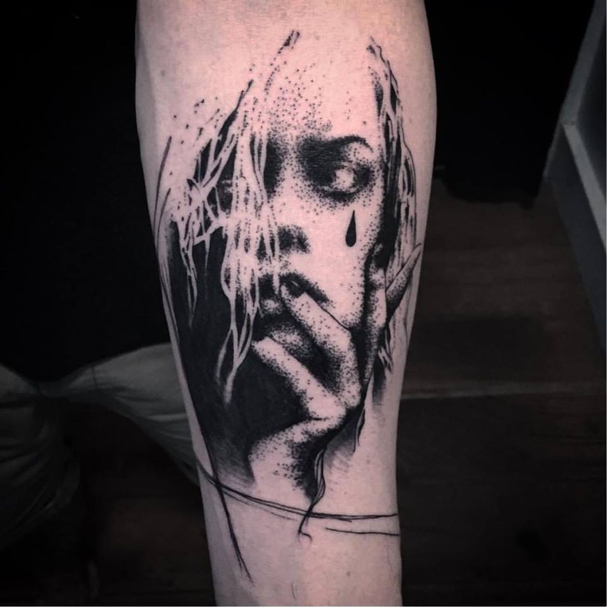 Tattoo uploaded by Tattoodo • Crying girl tattoo by SM Bousille # ...
