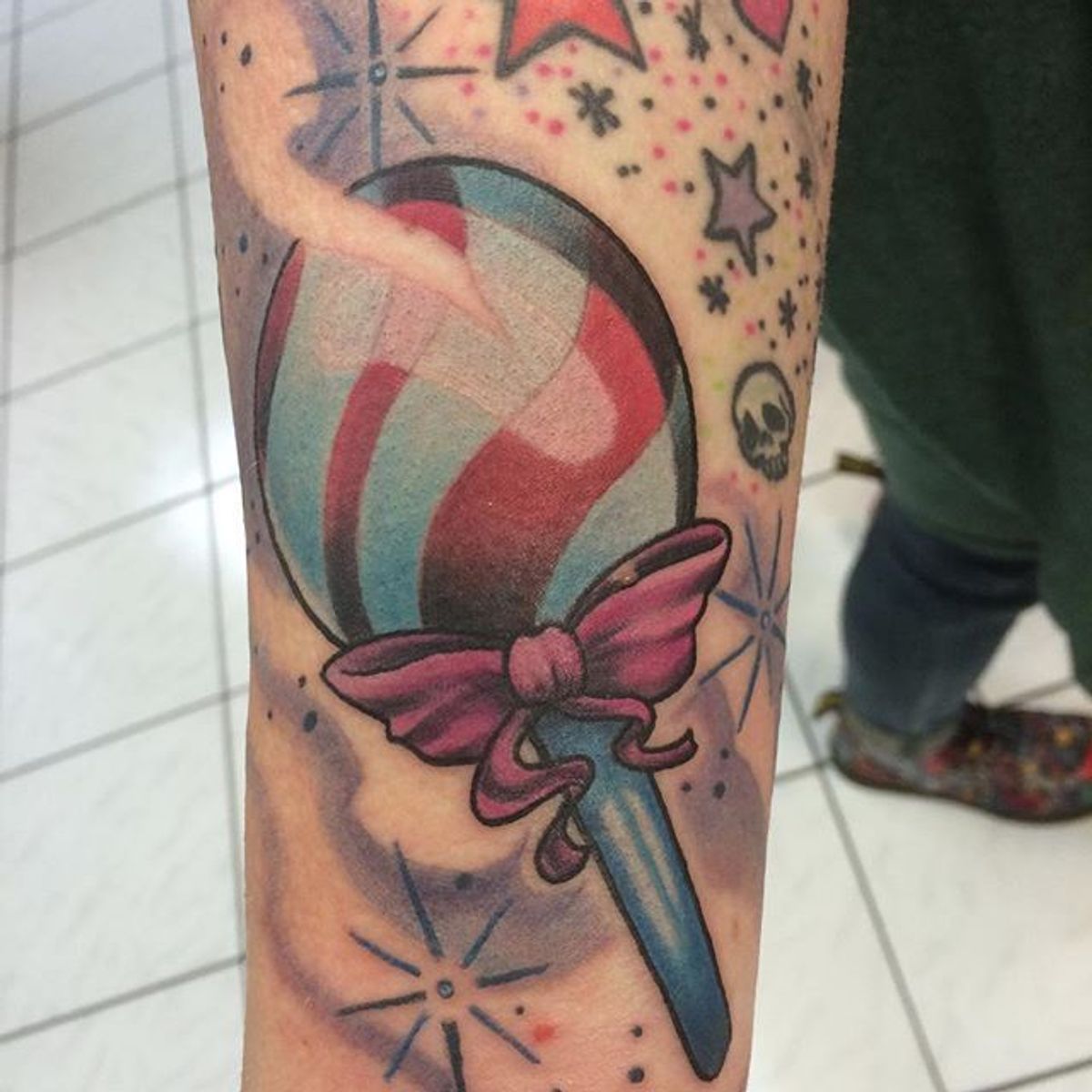 Tattoo uploaded by PK • Classic white and red lollipop, by @pierre_trt ...