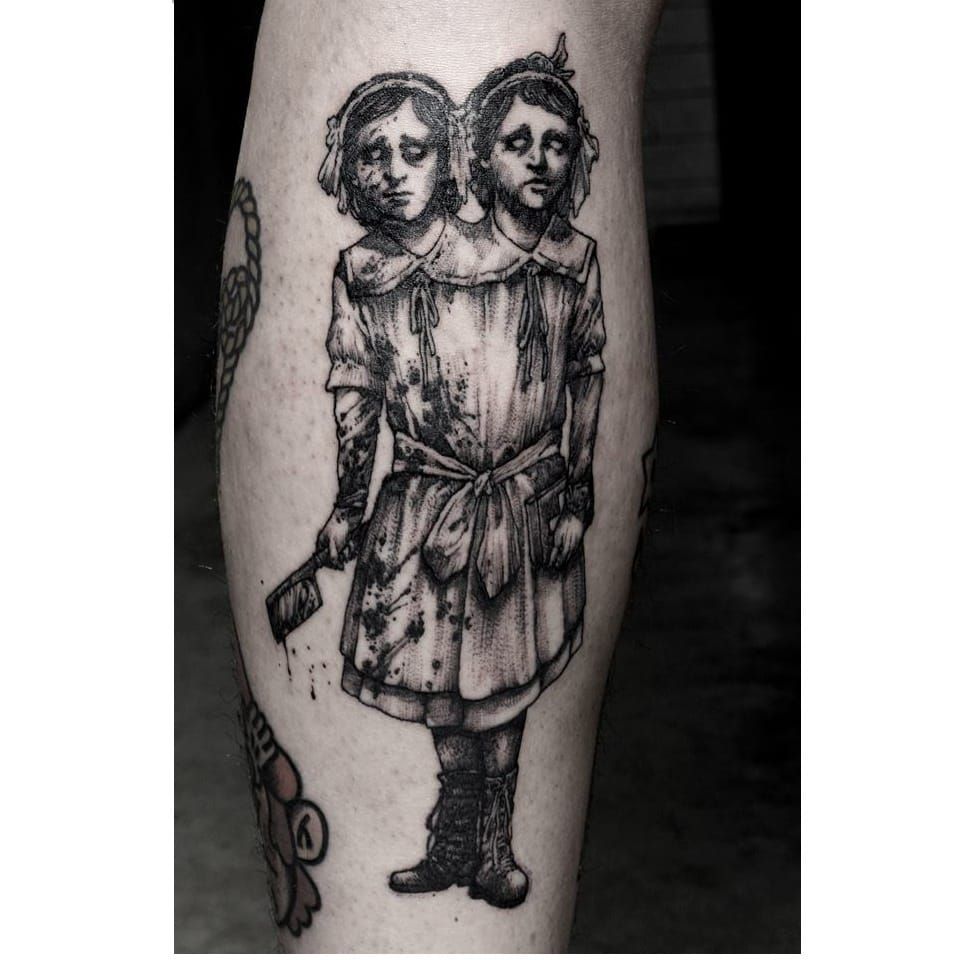 Siamese Twin Tattoos Abernathy's Siamese Twins Sticker In Red Etsy