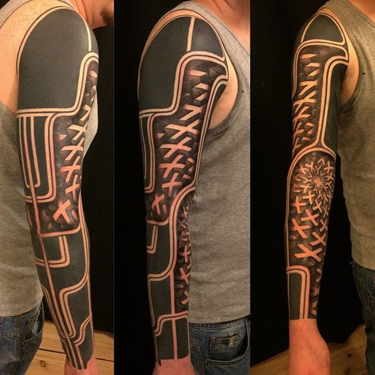 Tattoo uploaded by Tattoodo • Geometric blackwork tattoo sleeve by ...
