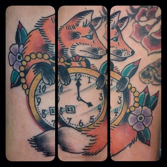 Fox Clock Tattoos Alex Vicente | Tattoo Artist