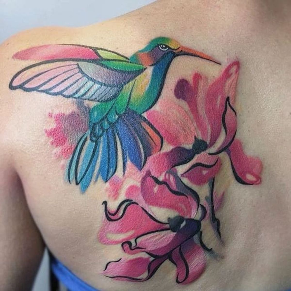 Tattoo uploaded by Robert Davies • Hummingbird Tattoo by Olya Levchenko #hummingbird #watercolor ...