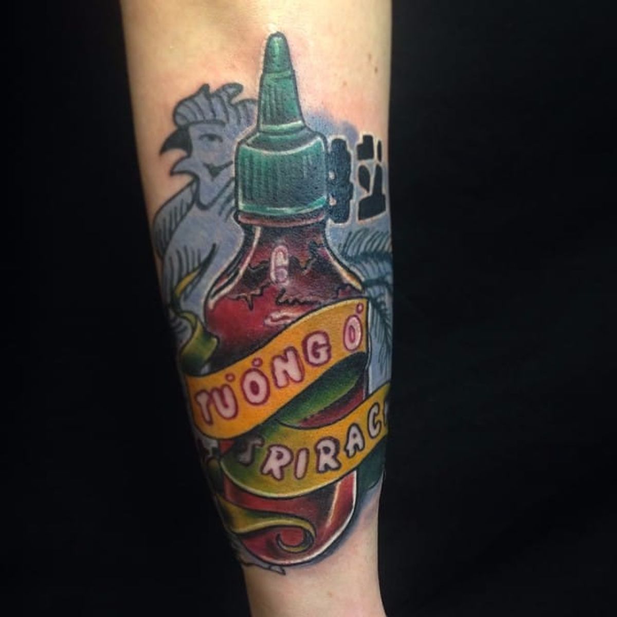 Tattoo uploaded by Stacie Mayer • Neo-traditional sriracha bottle ...