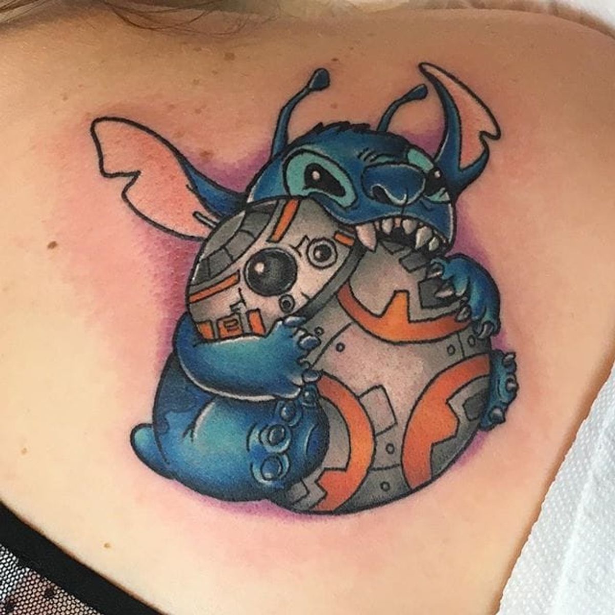 Tattoo uploaded by Robert Davies • Stitch and BB-8 Tattoo by Courtney ...