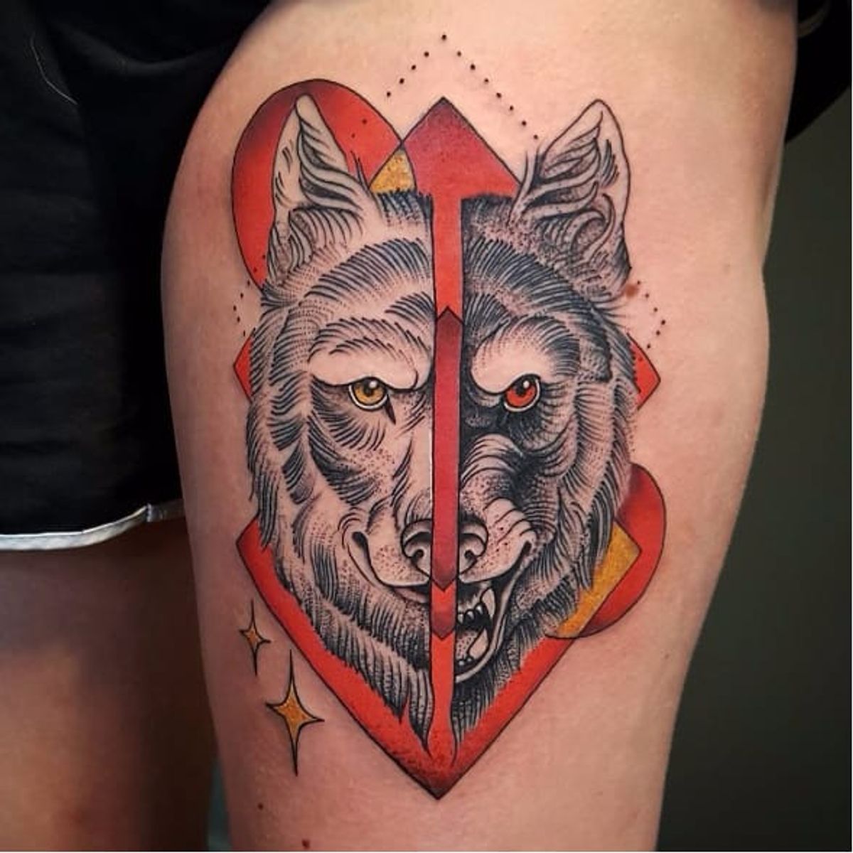 Tattoo uploaded by JenTheRipper • Colorful wolf tattoo by Cutty Bage # ...