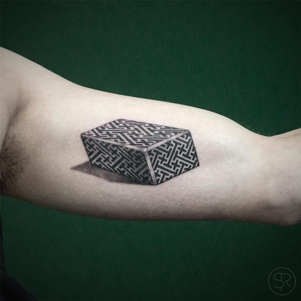 Tattoo uploaded by Tattoodo • Geometric box tattoo by Sven Rayen # ...