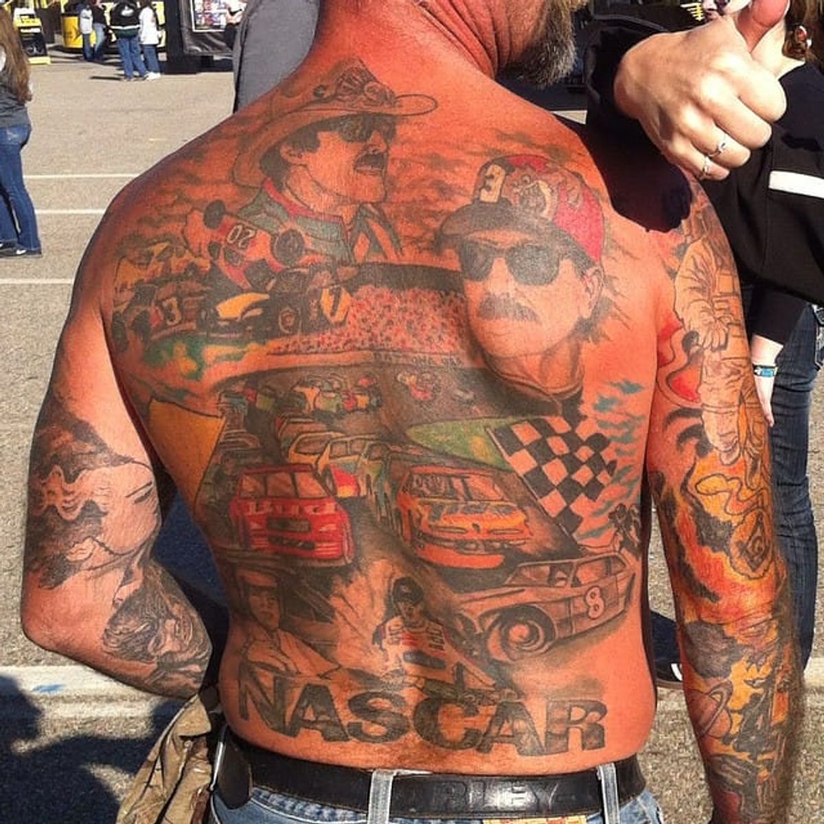 Tattoo uploaded by Tattoodo • Insane NASCAR back piece. (via IG ...