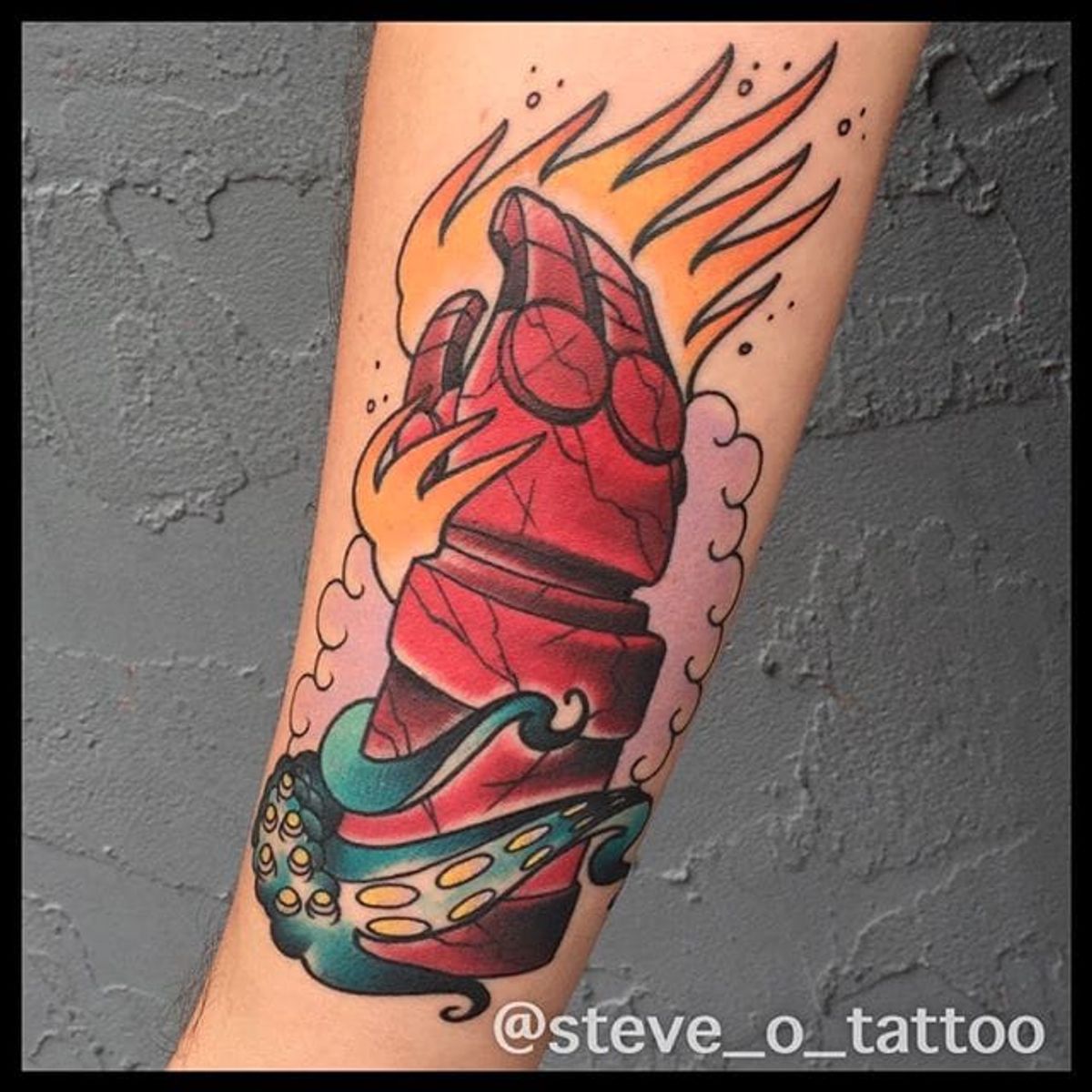 Tattoo uploaded by Xavier • Hellboy arm tattoo by Steve O. #Hellboy # ...