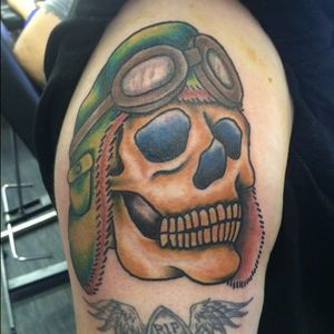 Tattoo uploaded by Robert Davies • Pilot Skull Tattoo by Alex Dee # ...