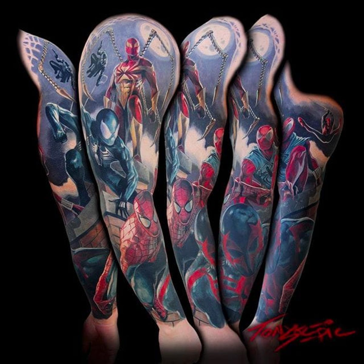 Tattoo Uploaded By Minerva • Spiderman Sleeve Tattoo By Tony Sklepic