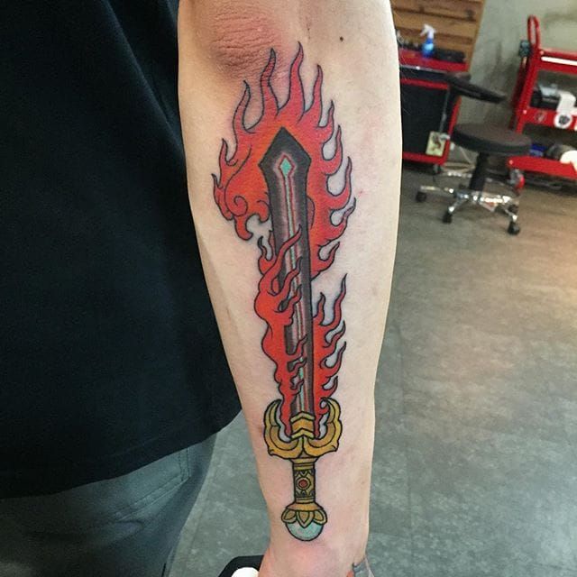 Flaming Sword Tattoo