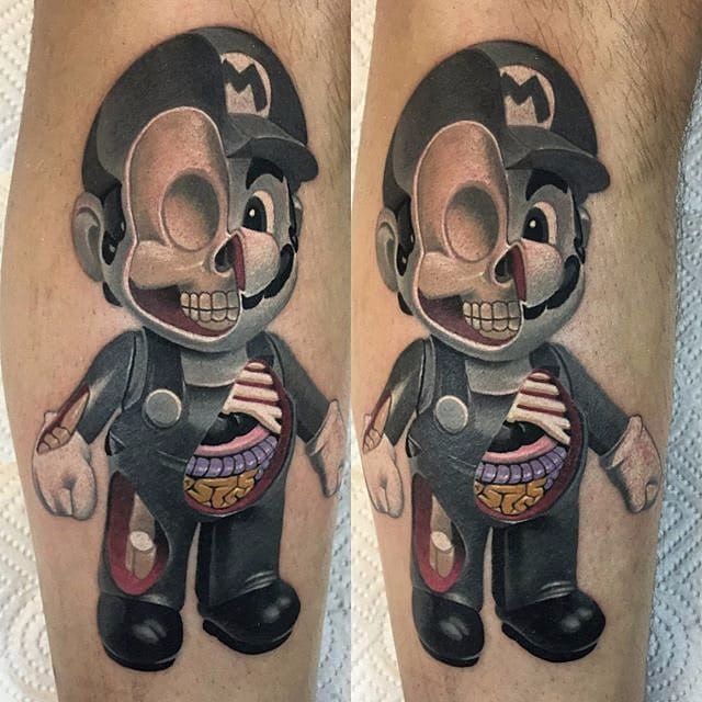 Mario Skulls Tattoos Mario Old School Tattoo Created On Craiyon