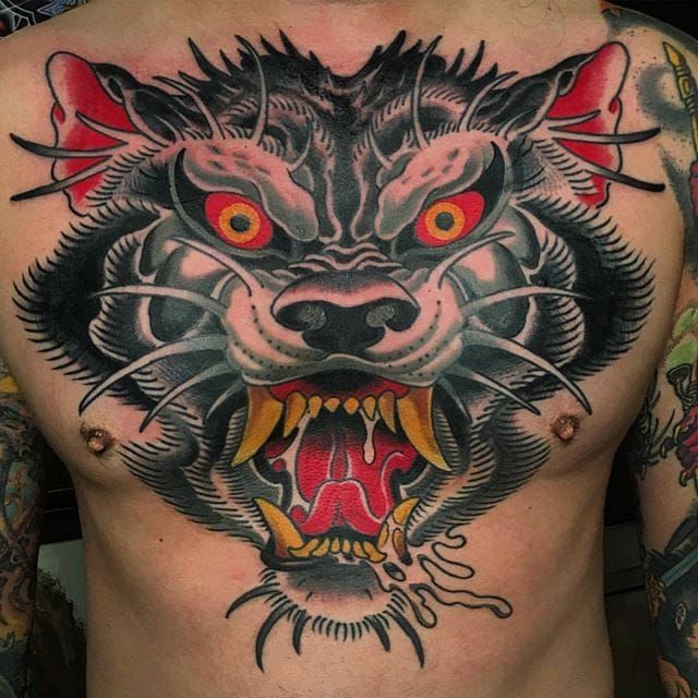 Werewolf neck tattoo - Bronctattooaus.com