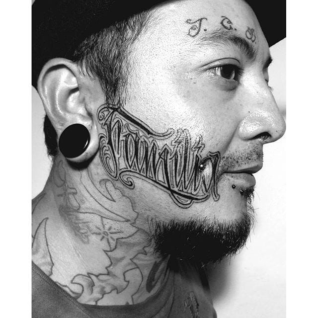 Facial Script Tattoos Tattoo Uploaded By David Wilson • Tattoodo