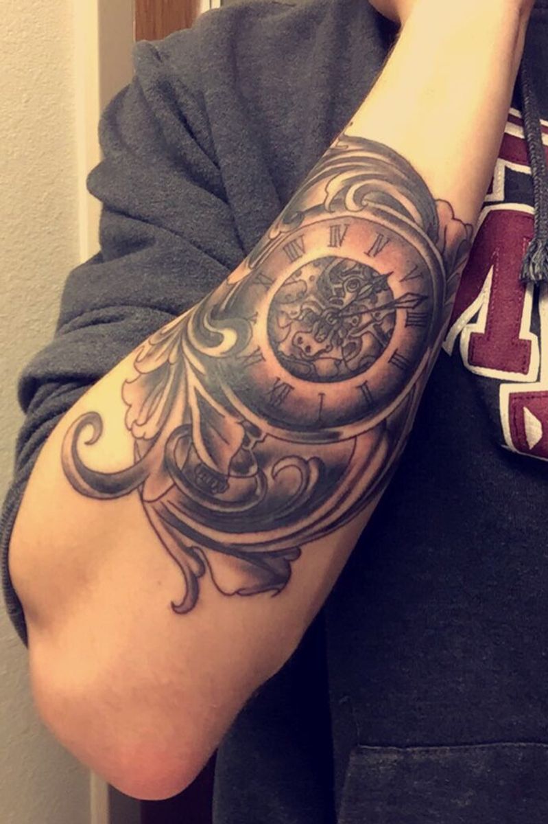 Tattoo uploaded by brantsonkirk • #clock #filigree #shade • Tattoodo