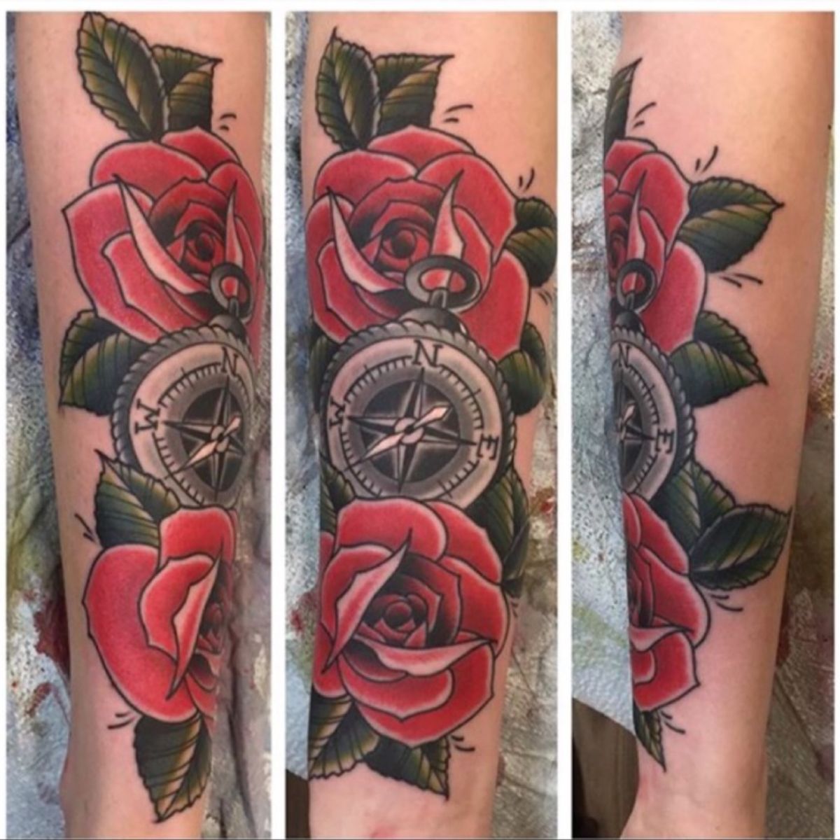 Tattoo uploaded by Katelynn Kline • #roses #compass • Tattoodo