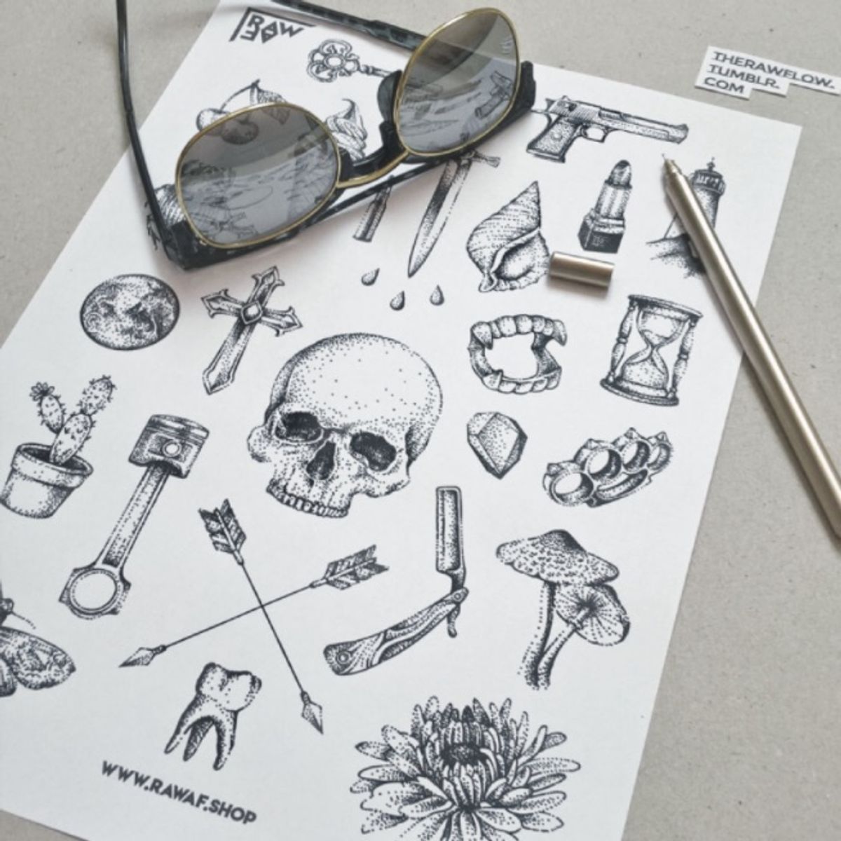 Tattoo uploaded by Tamas from RAW AF • “Bad life” tattoo flash sheet ...